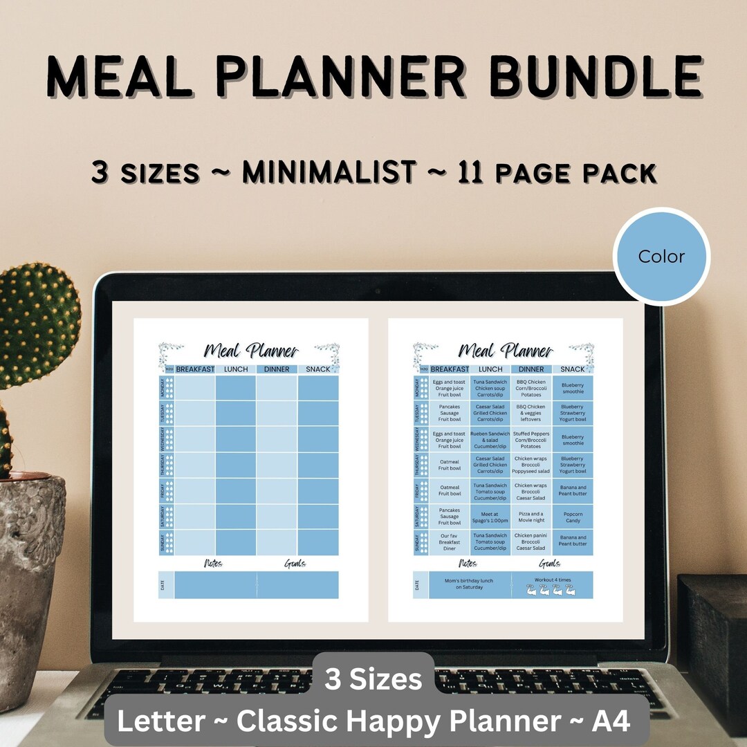 Digital Weekly Meal Planner With Shopping List, Track Water Intake ...