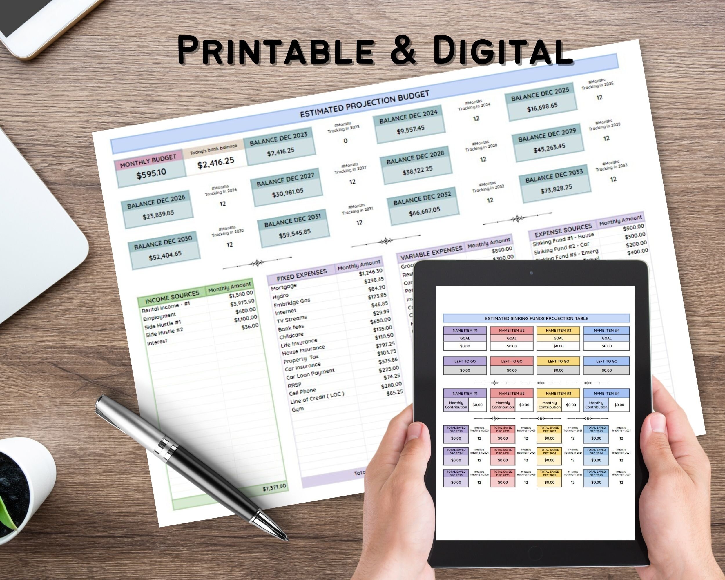 Household Planner, Printable Budget, Sinking Funds Tracker, 10 Yr ...