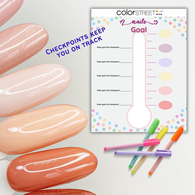 Colorstreet Sales Goal Tracker Printable, Thermometer Goal Tracker ...