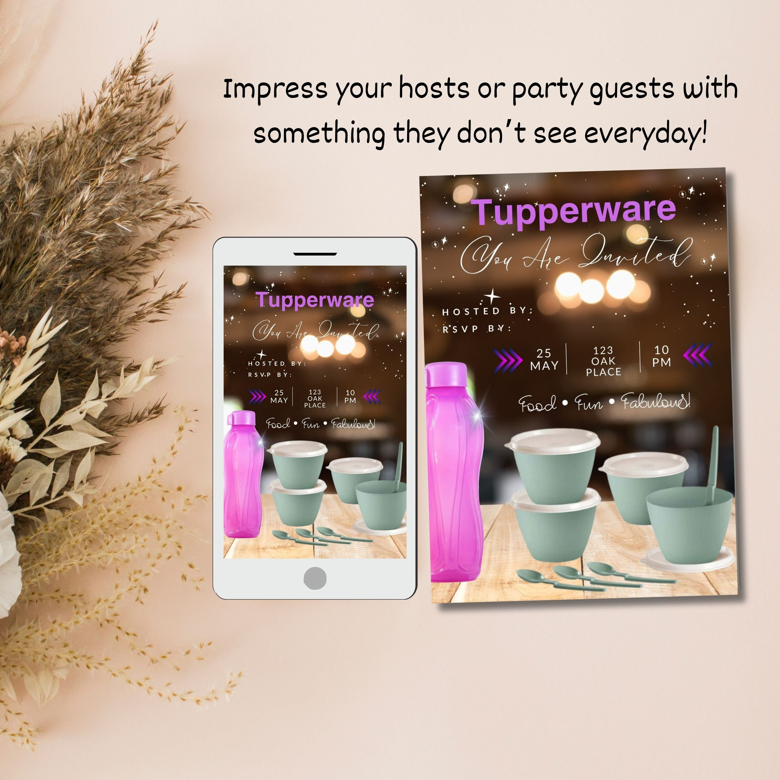 Tupperware, Digital Party Invitation, Party Invites, Animated Digital ...