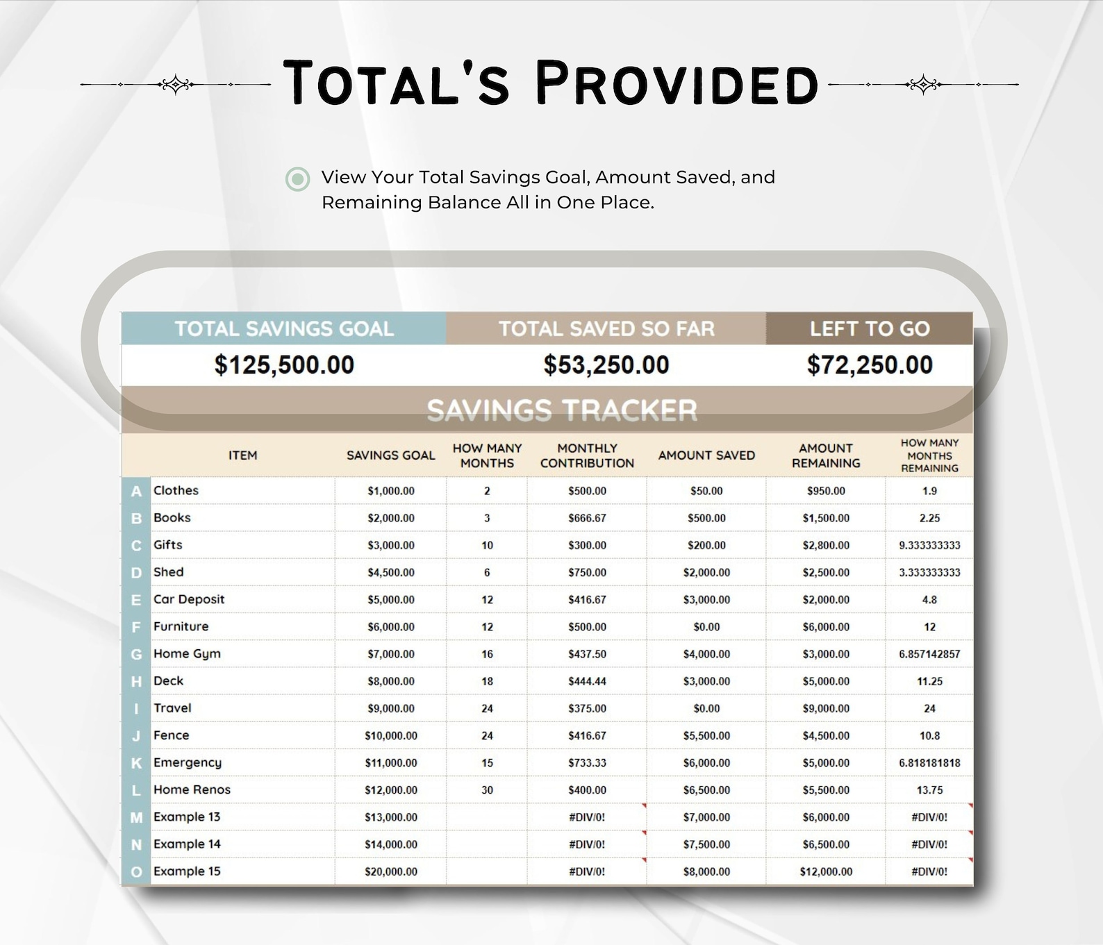 Savings Google Sheets Tracker Template | Digital Money Saving Chart ...