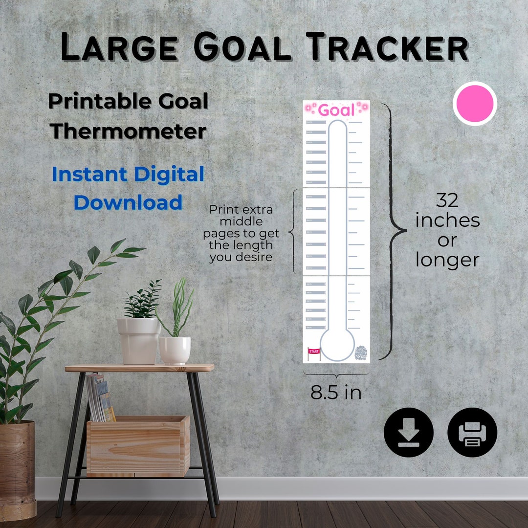 Large Fun Goal Tracker Printable, Thermometer Goal Tracker, Weight Loss ...