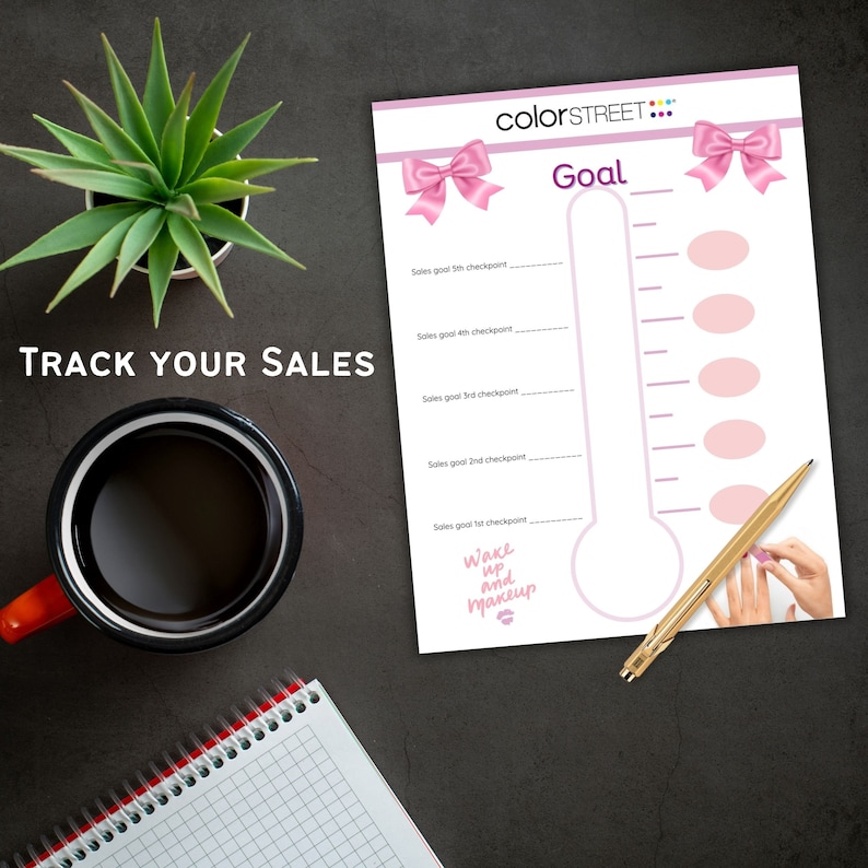 Colorstreet Sales Goal Tracker Printable, Thermometer Goal Tracker ...