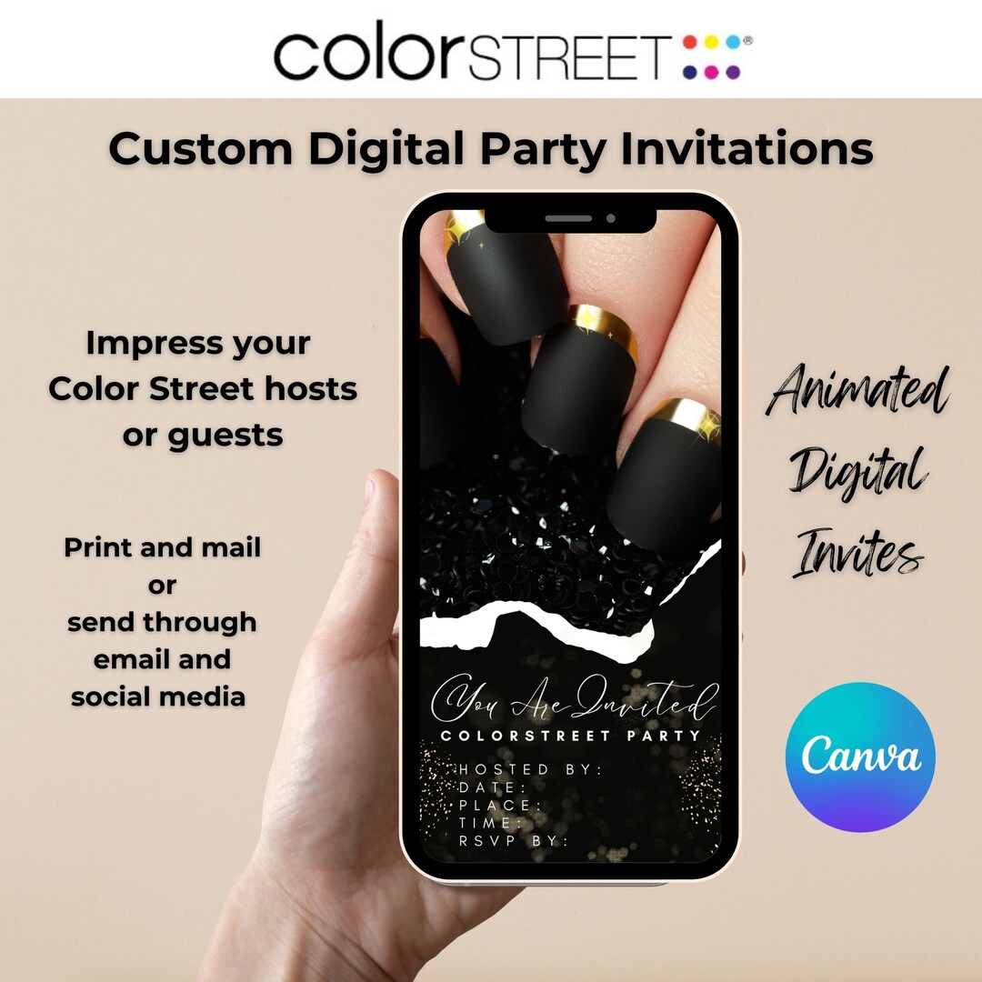 Color Street Digital Party Invitation, Nail Art, Animated Digital ...