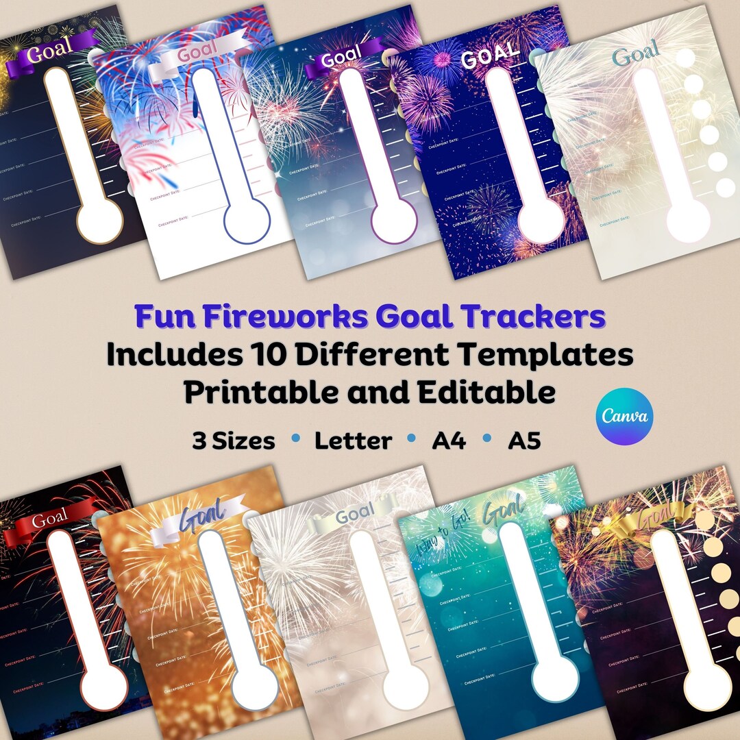 Fun Goal Tracker Printable, Thermometer Goal Tracker, Canva Editable ...