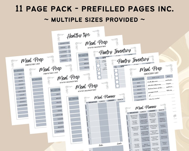 Printable Digital Weekly Meal Planner With Shopping List, Track Water ...