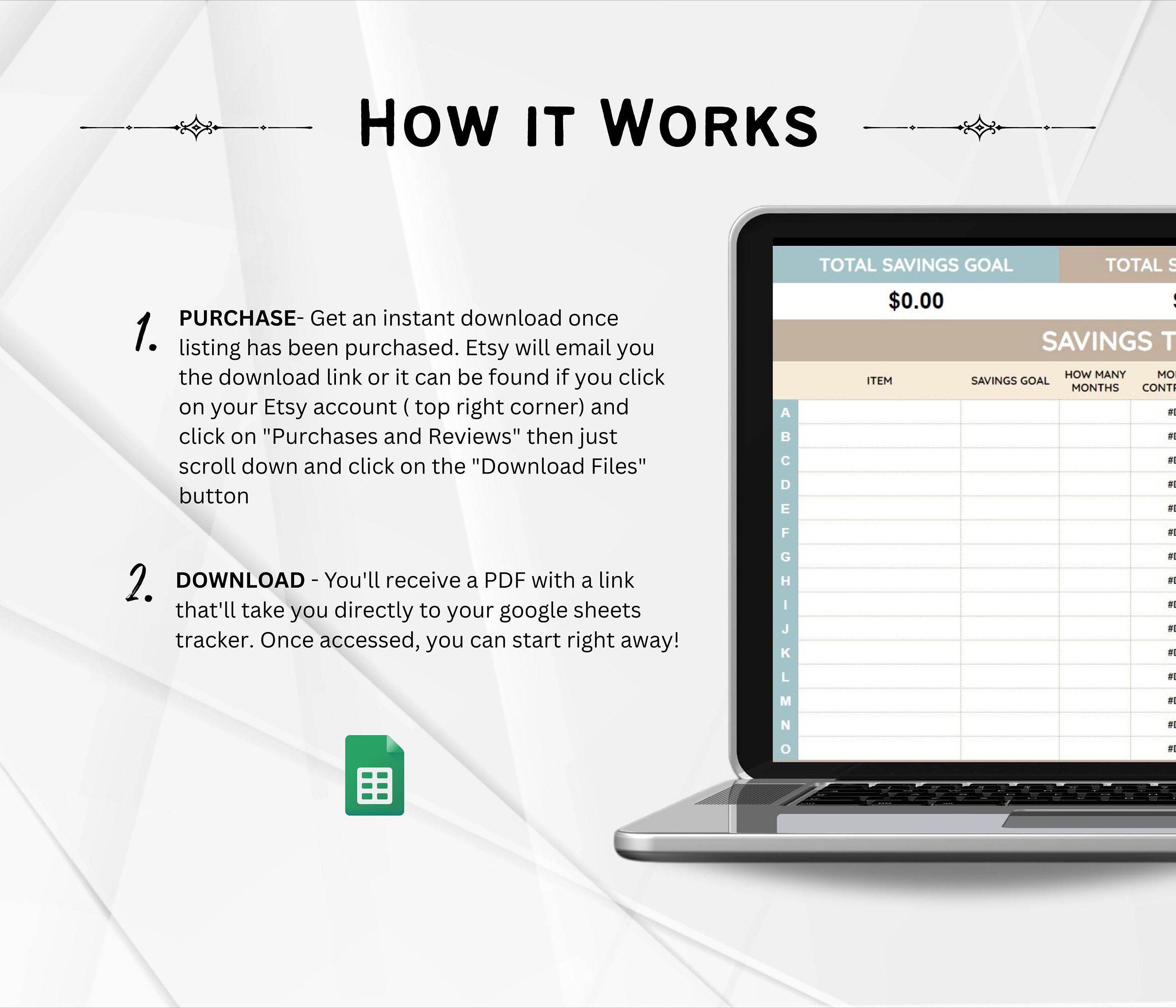 Savings Google Sheets Tracker Template Digital Money Saving Chart ...