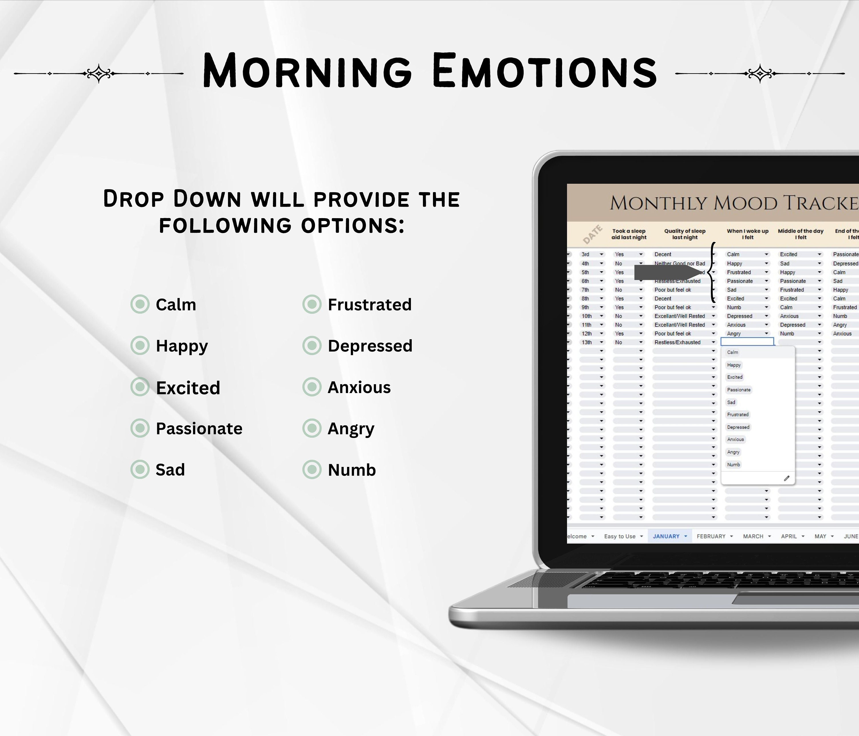 Google Sheets Mood Template, Mood Tracker Spreadsheet, Minimalist ...