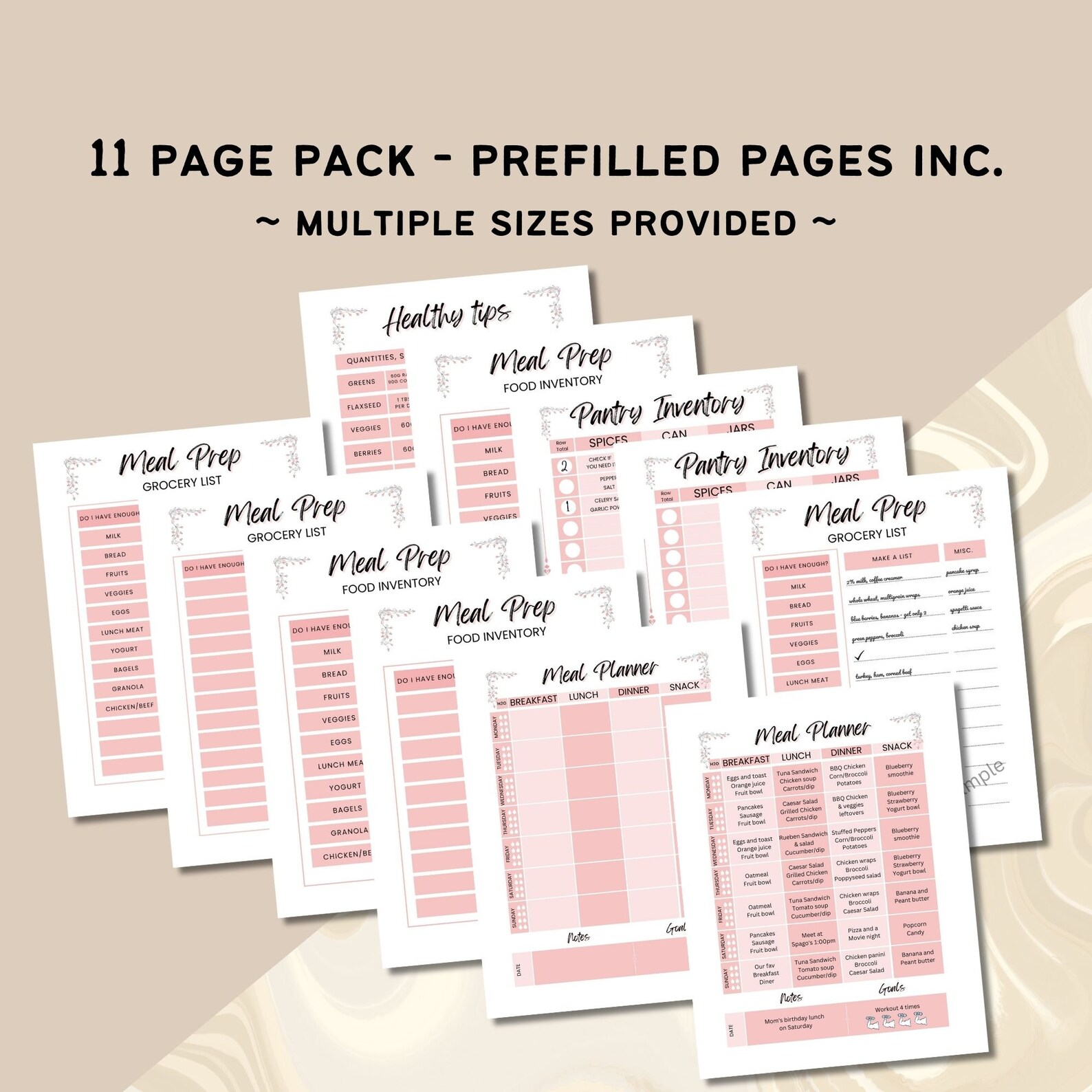 Digital Weekly Meal Planner, Printable Planner, Track Water Intake ...