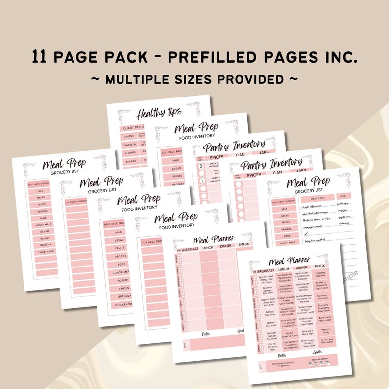 Digital Weekly Meal Planner, Printable Planner, Track Water Intake ...