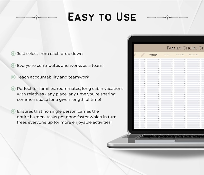 Digital Family Chore Chart Google Sheets, Excel Chore Chart, Weekly ...