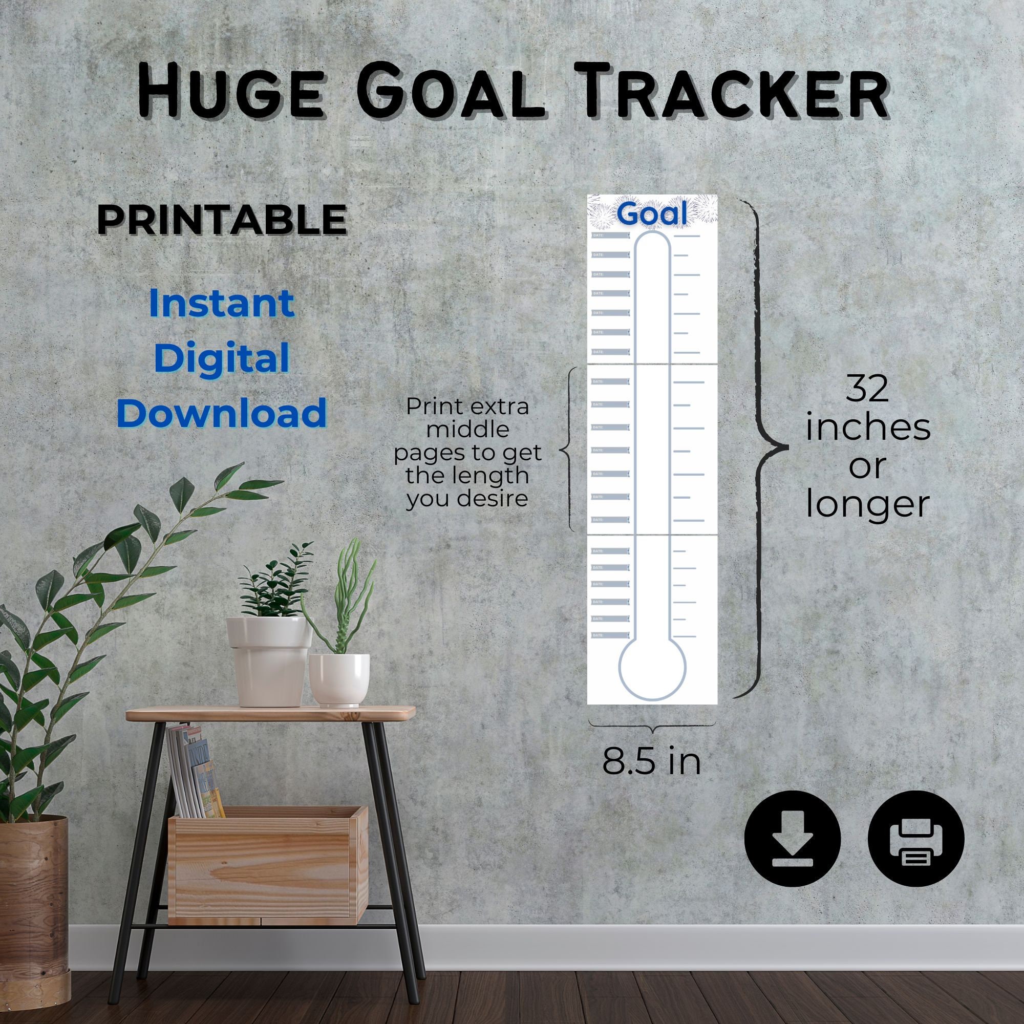 Oversized Fun Goal Tracker Printable, Thermometer Goal Tracker, Weight ...
