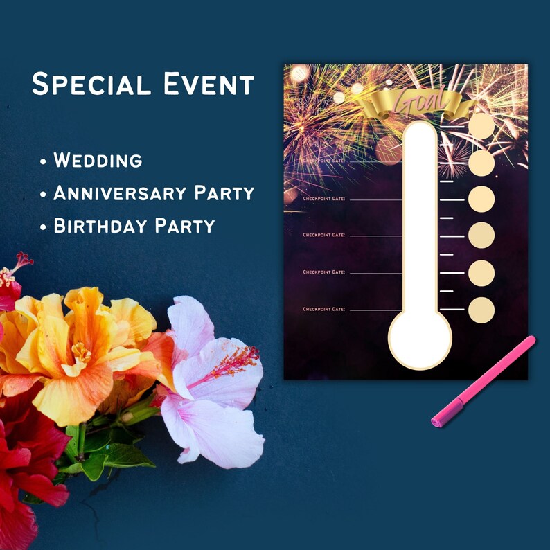 Goal Tracker Printable, Thermometer Goal Tracker, Editable Goal Tracker ...