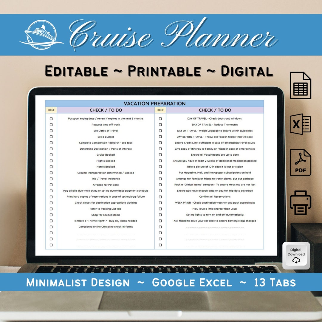 Cruise Planner Printable, Vacation Planner, Cruise Tips, Digital Travel ...