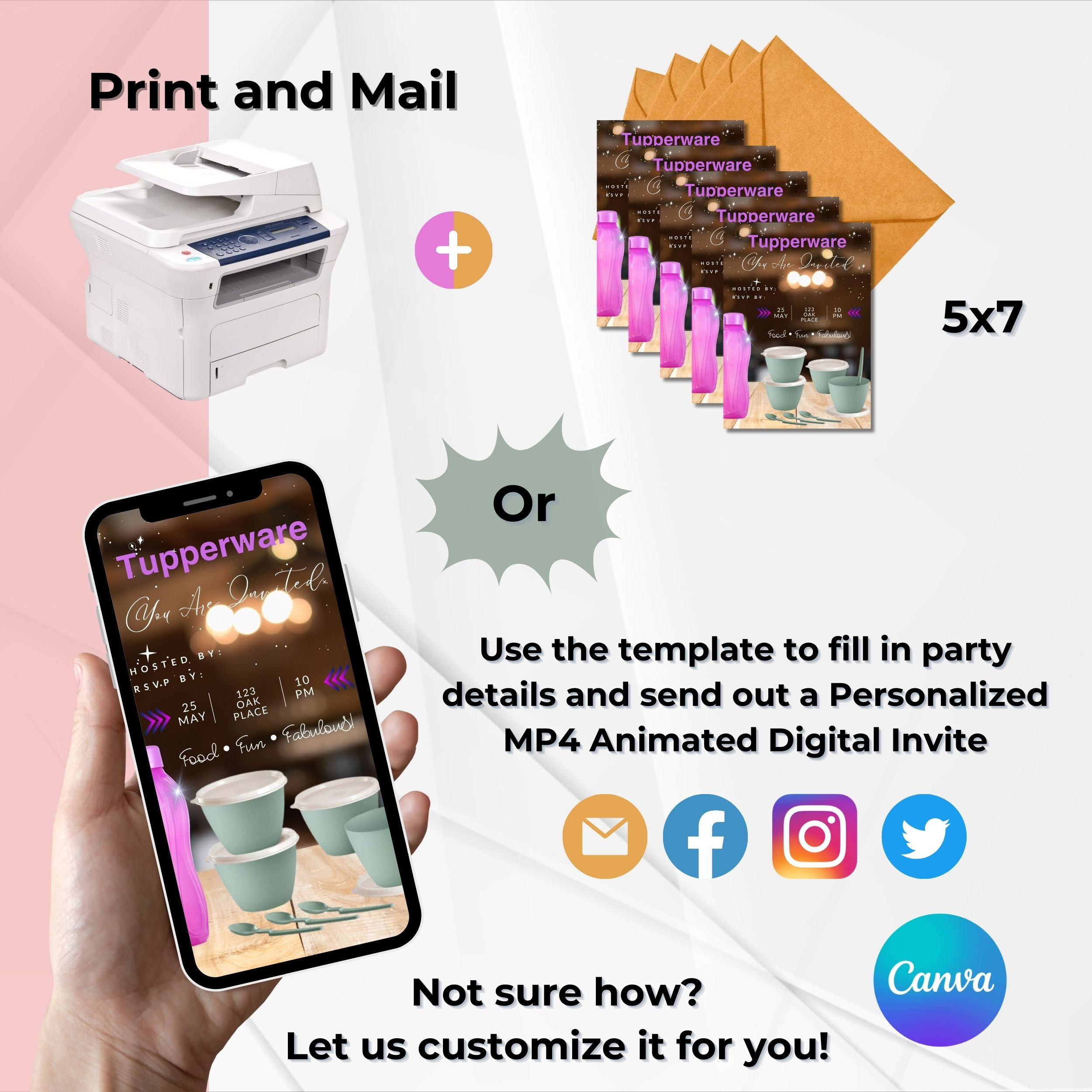 Tupperware, Digital Party Invitation, Party Invites, Animated Digital ...