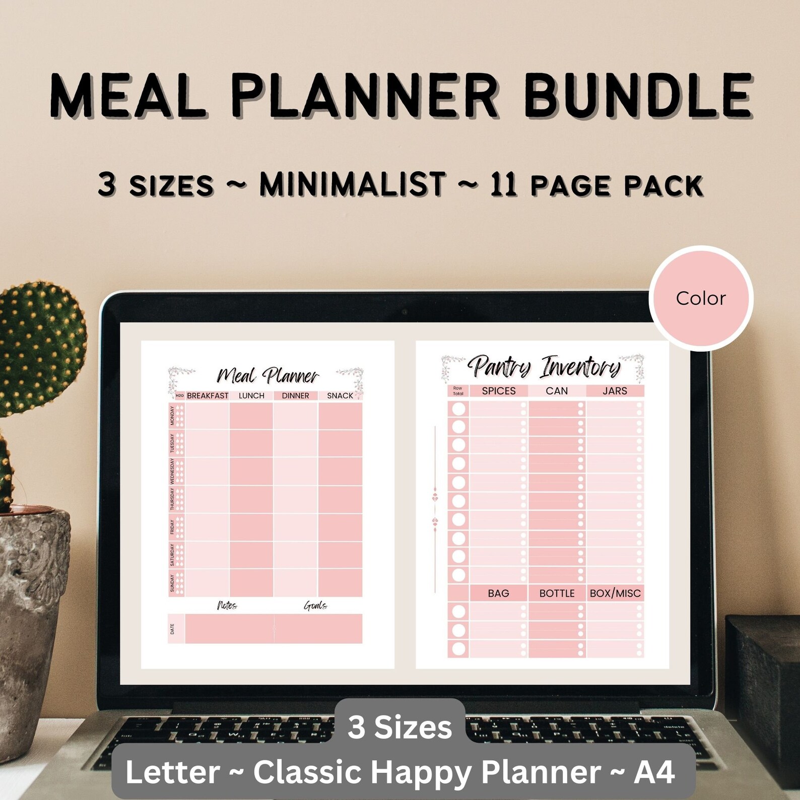 Digital Weekly Meal Planner, Printable Planner, Track Water Intake ...