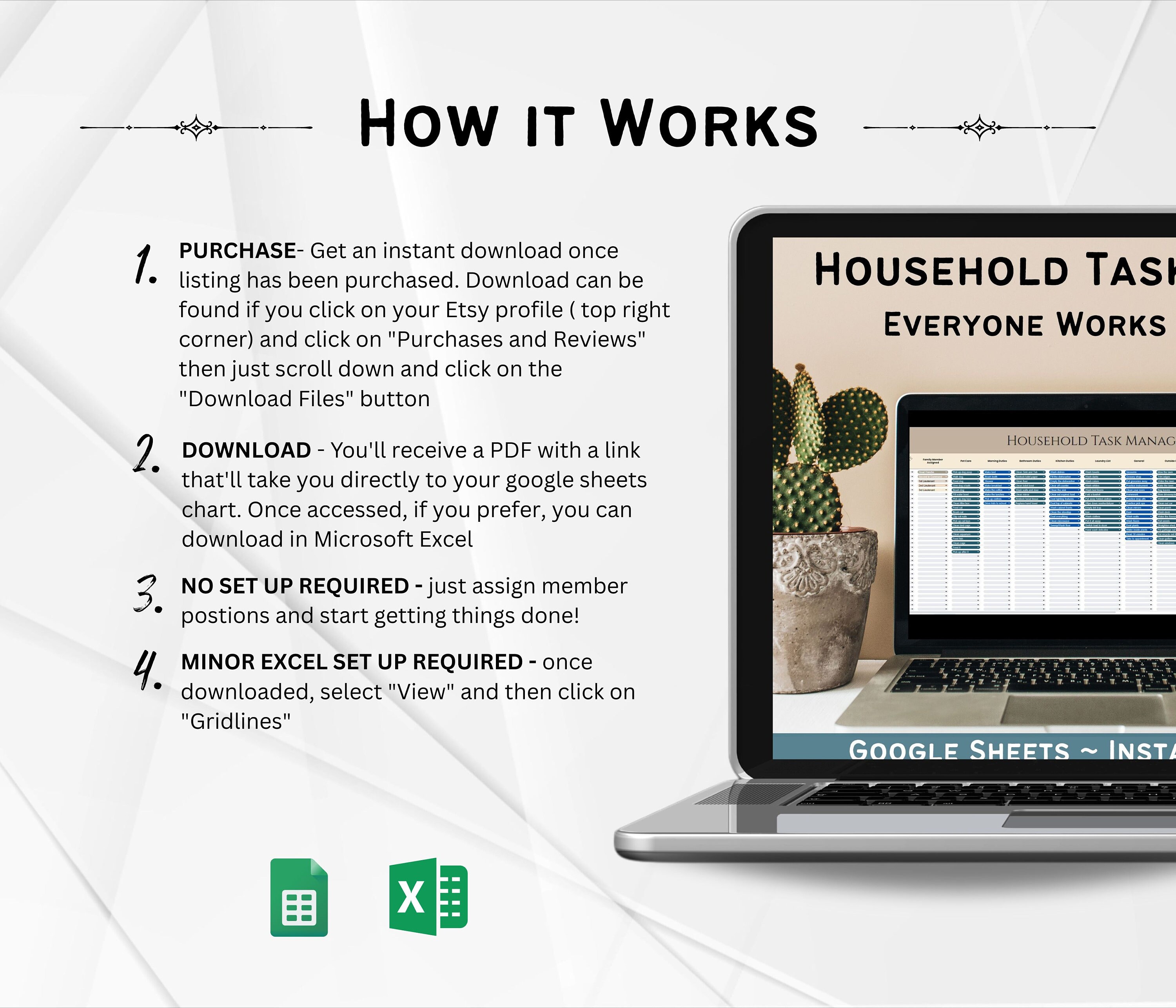 Google Sheets Digital Chore Chart Task Manager Spreadsheet - Etsy