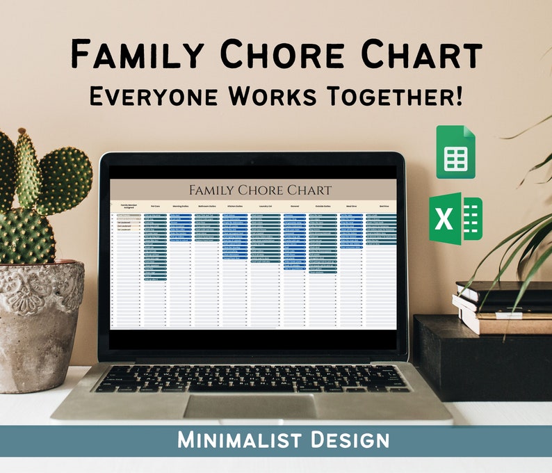 Family Chore Chart Google Sheets, Weekly Chore Chart, Editable Family ...