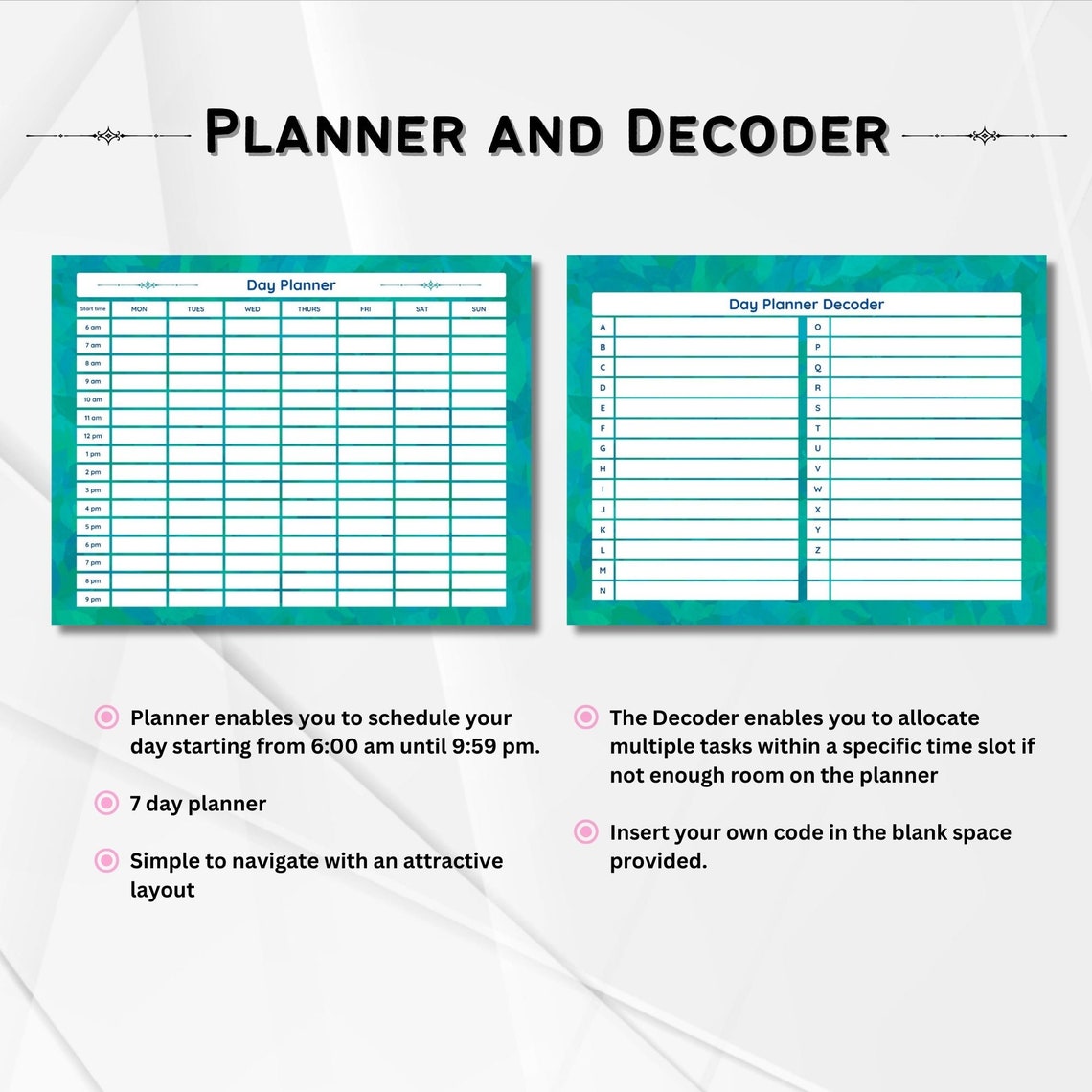 Daily Planner Printable, Minimalistic Day Planner, Weekly Planner ...