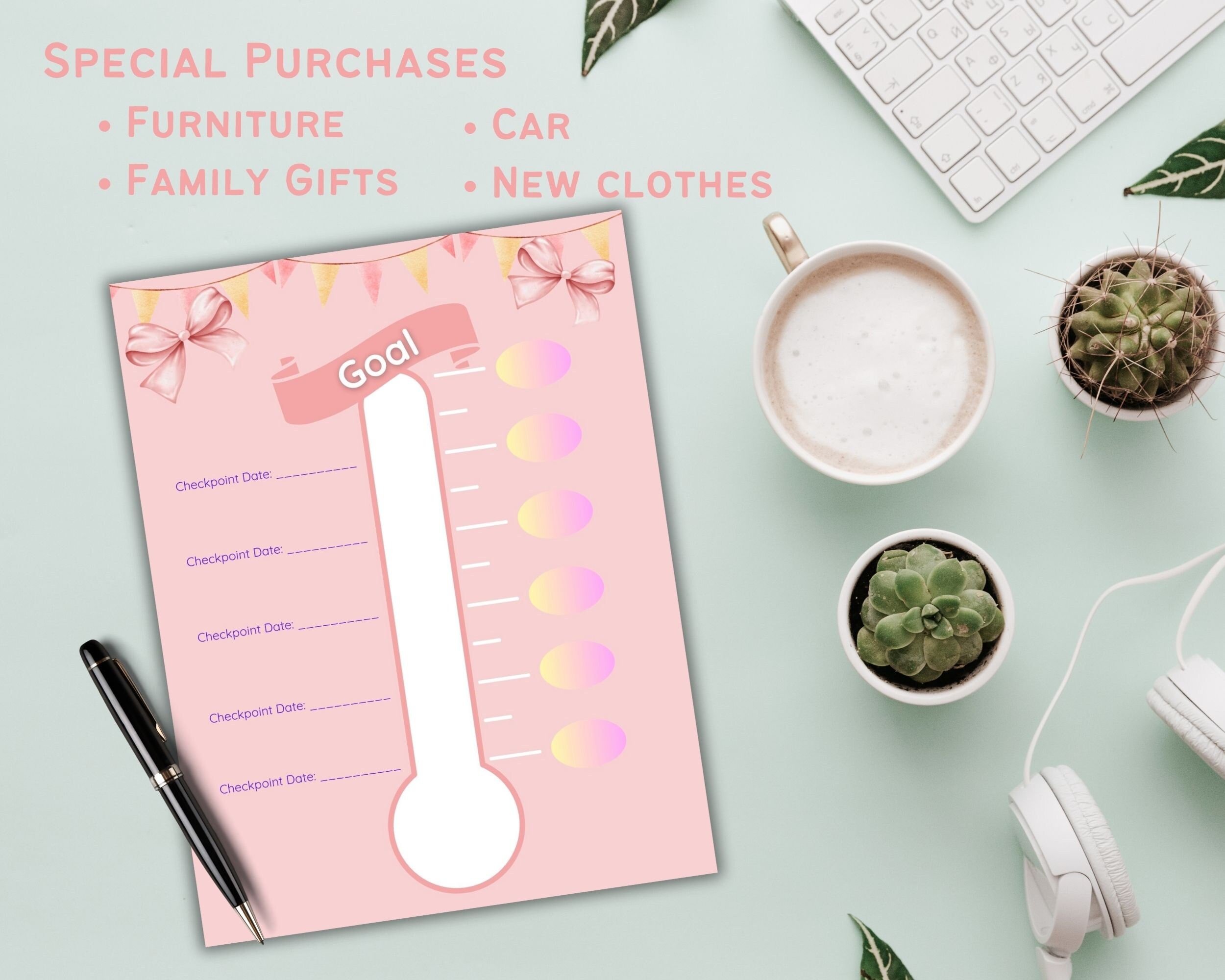 Goal Tracker Printable, Thermometer Goal Tracker, Editable Goal Tracker ...