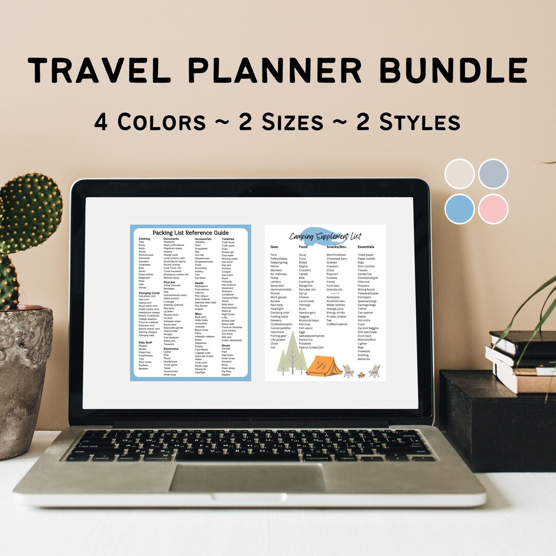 Travel Planner Printable Digital Bundle, Multiple Sizes, Budget Sheet ...