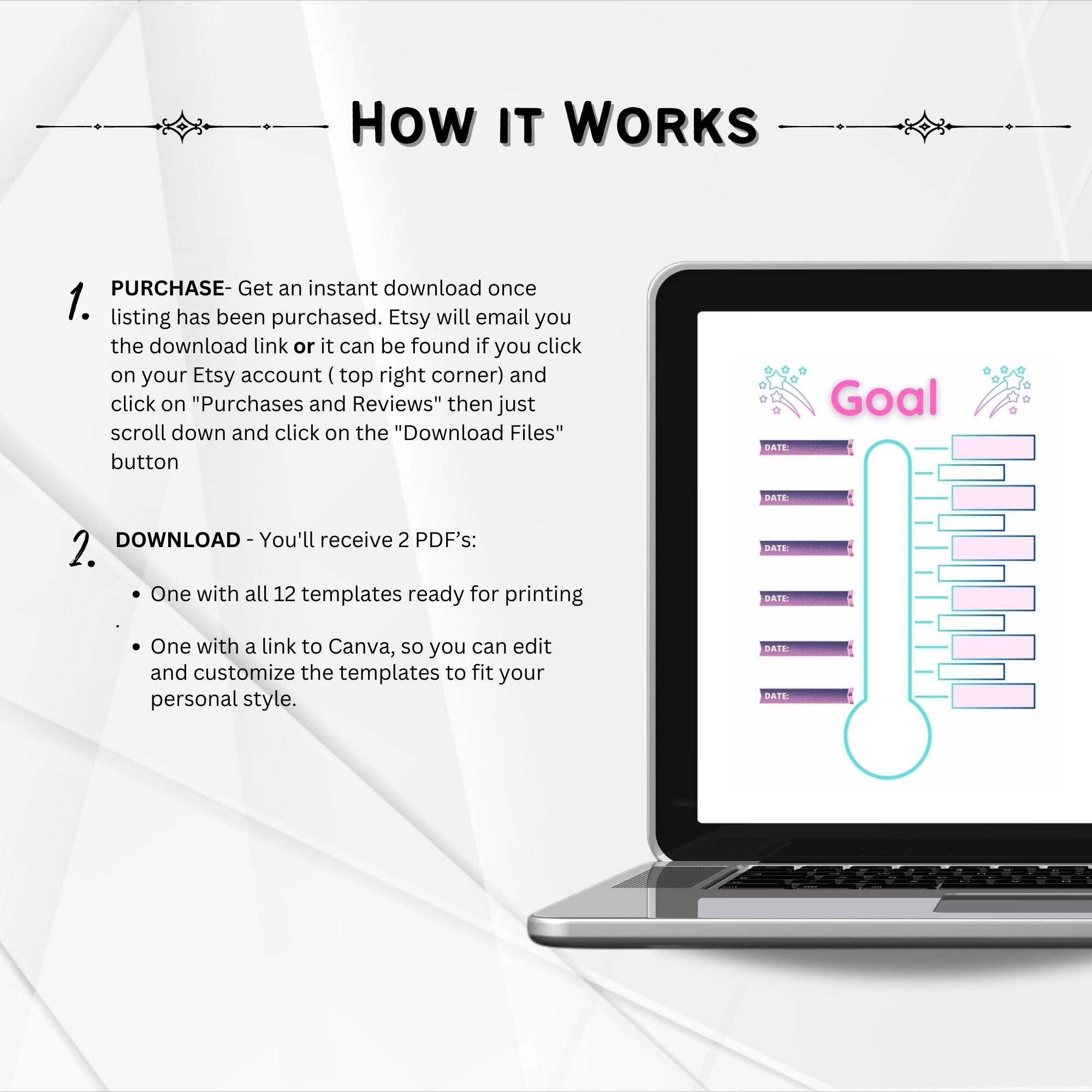 Goal Tracker Printable, Thermometer Goal Tracker, Editable Goal Tracker ...