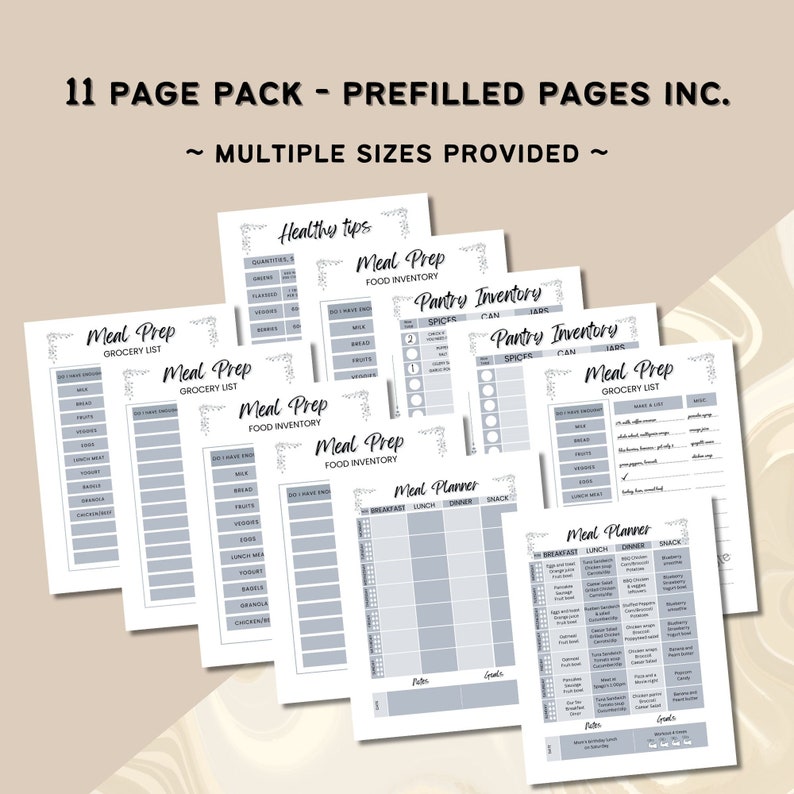 Printable Digital Weekly Meal Planner With Shopping List, Track Water ...
