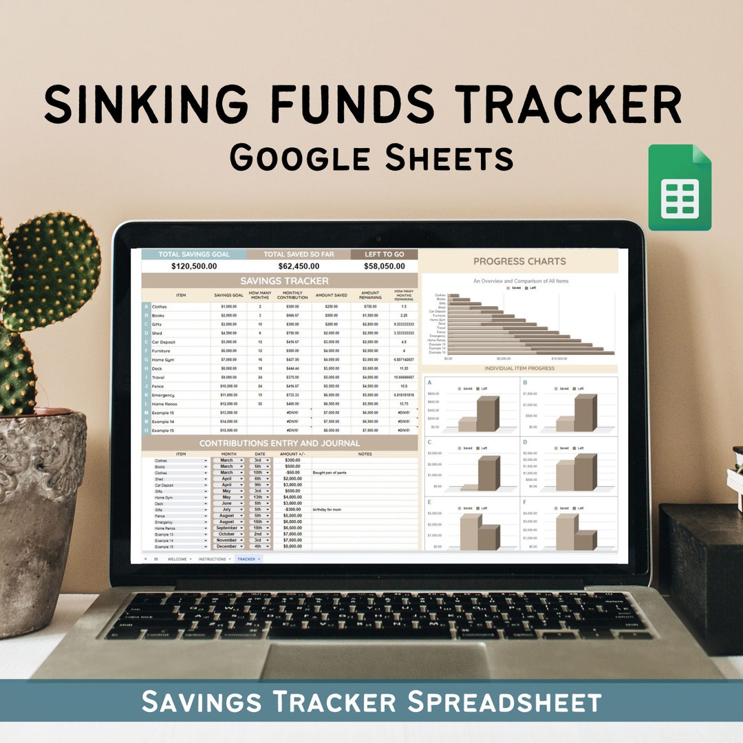Sinking Funds Tracker Spreadsheet Budget Google Sheets Savings Tracker ...