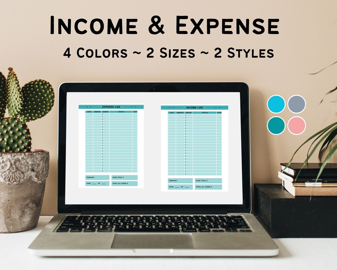 Income and Expense Log Bundle, Expense Bundle, Printable, Editable, PDF ...