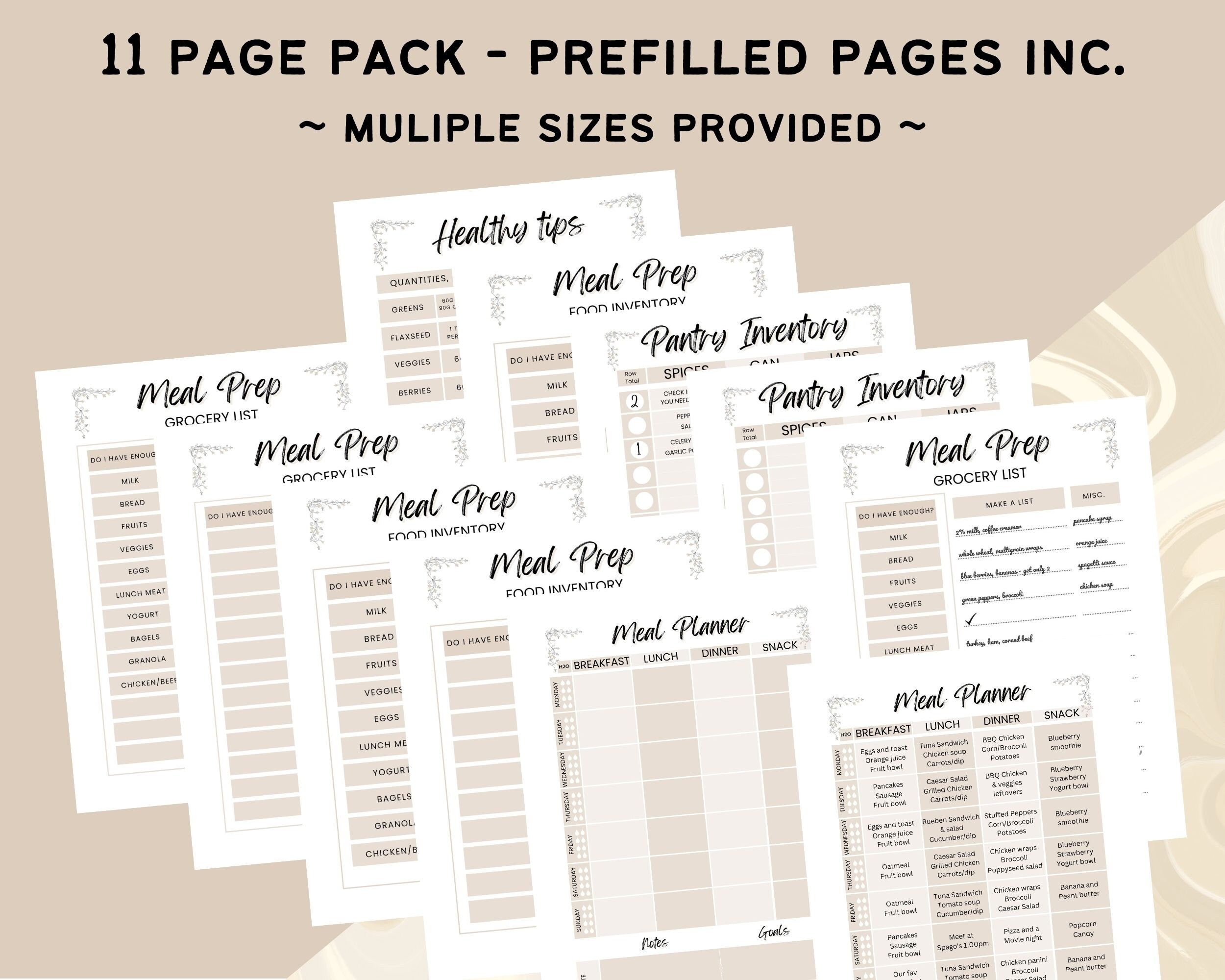 Printable Digital Weekly Meal Planner With Shopping List, Track Water ...