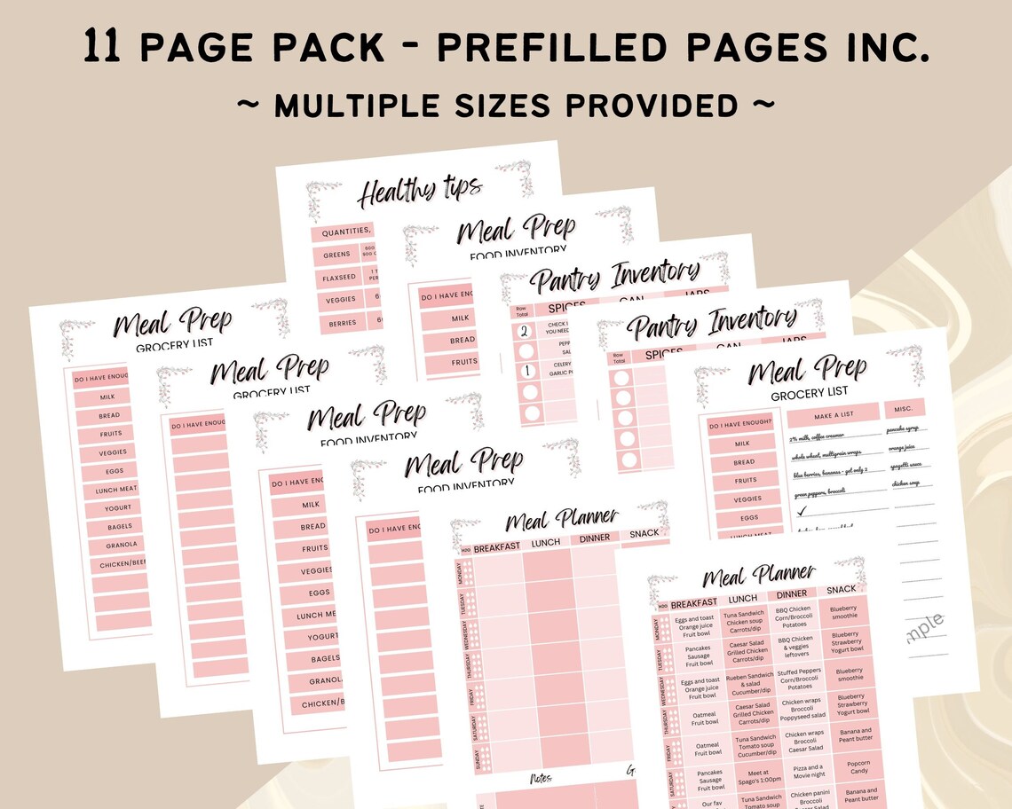 Digital Weekly Meal Planner, Printable Planner, Track Water Intake ...