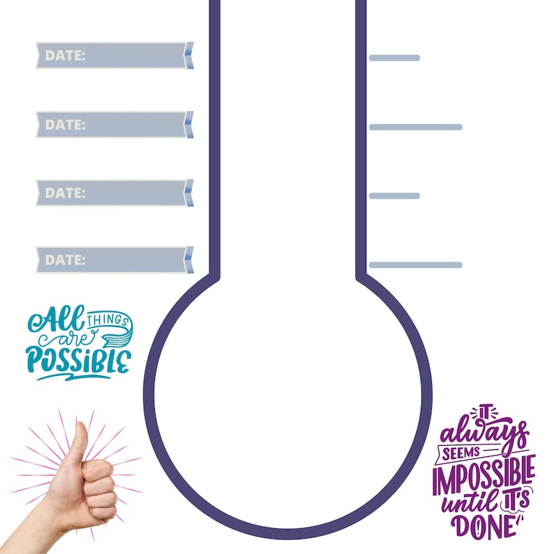 Custom Goal Tracker Printable, Thermometer Goal Tracker, Weight Loss ...
