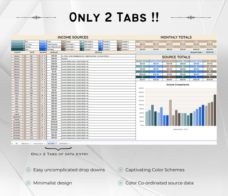 Income and Expense Small Business Tracker I Google Sheets - Etsy