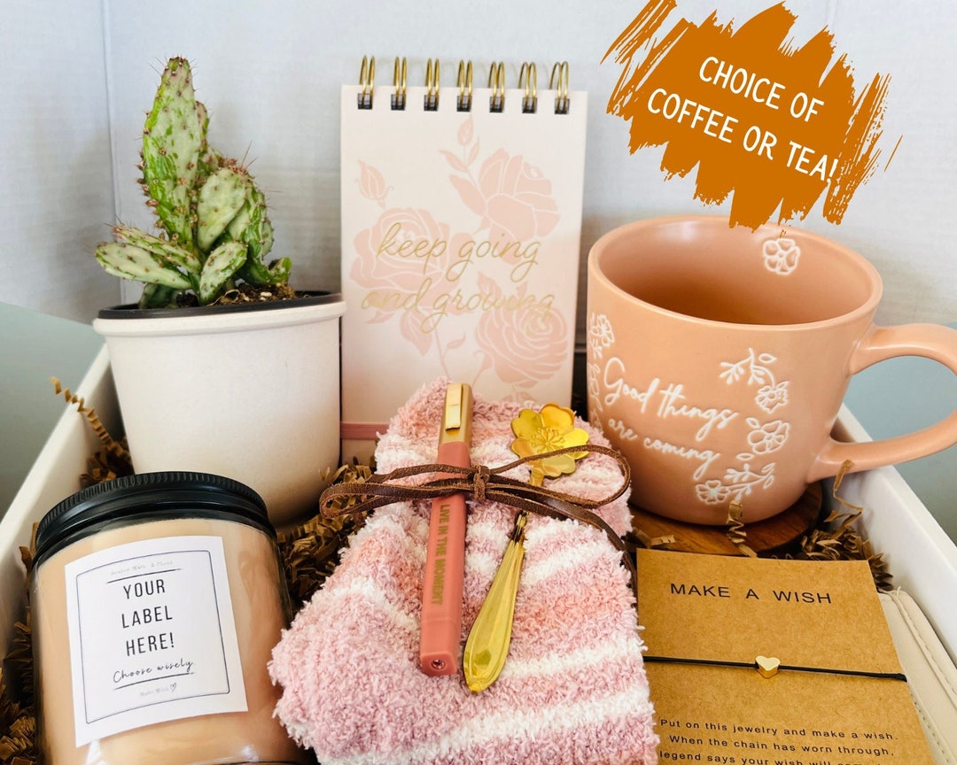 Notebook Gift Basket, Cozy Care Package With Custom Candle for Her ...