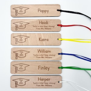Teacher Pupil Gift - School Leaver 2025 - Personalised Wooden Bookmark ...