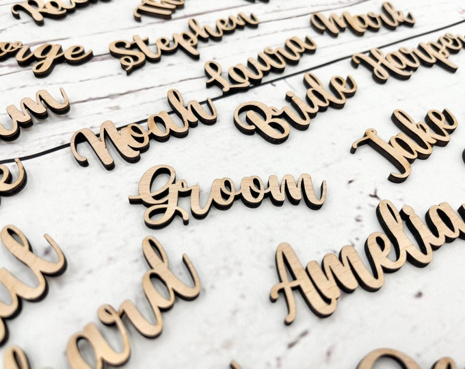 Wooden Place Names Settings Wedding Names Wedding Reception Natural ...
