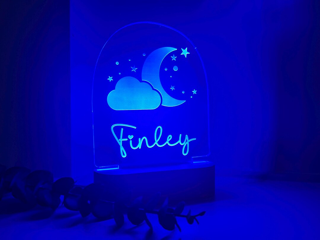 Personalised Moon and Stars Night Light - Boys Girls Night Light ...