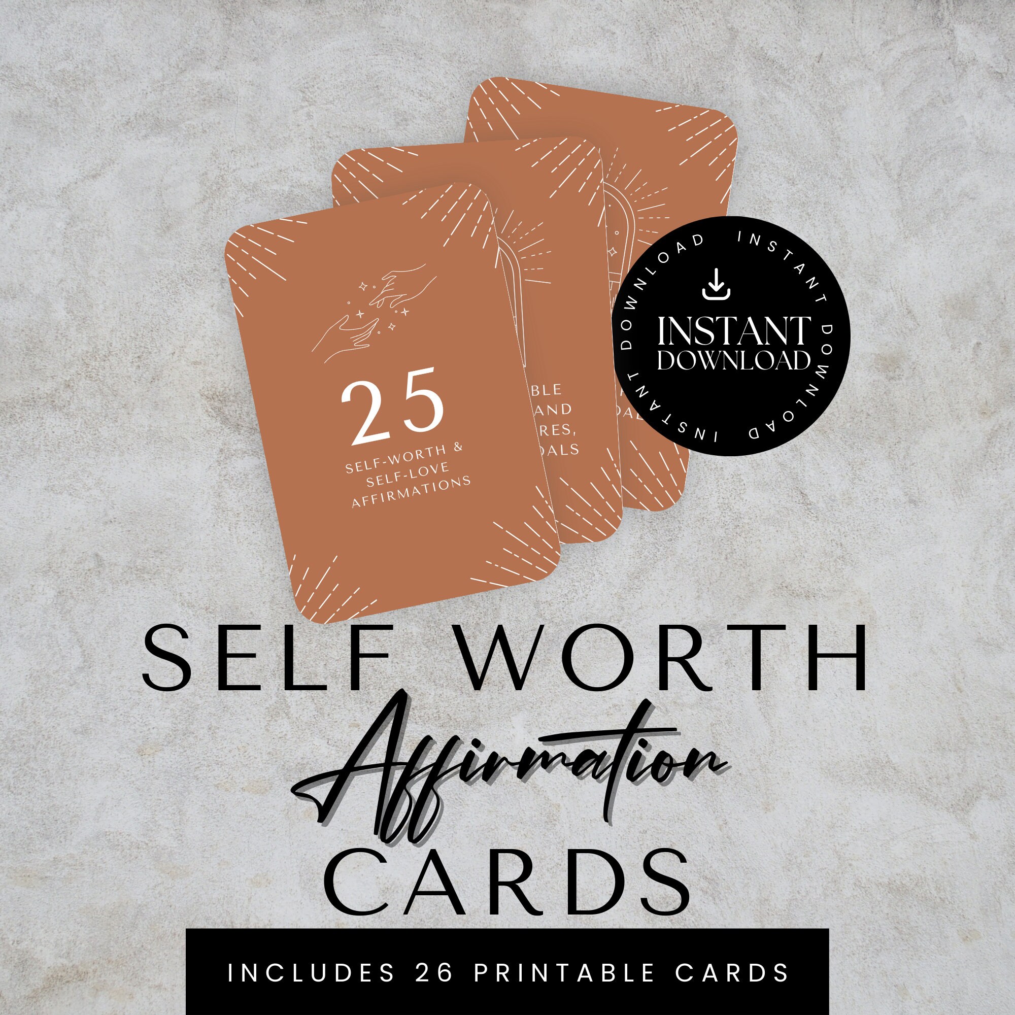 Self Worth & Self Love Mental Health Bundle Self Care Affirmation Cards ...