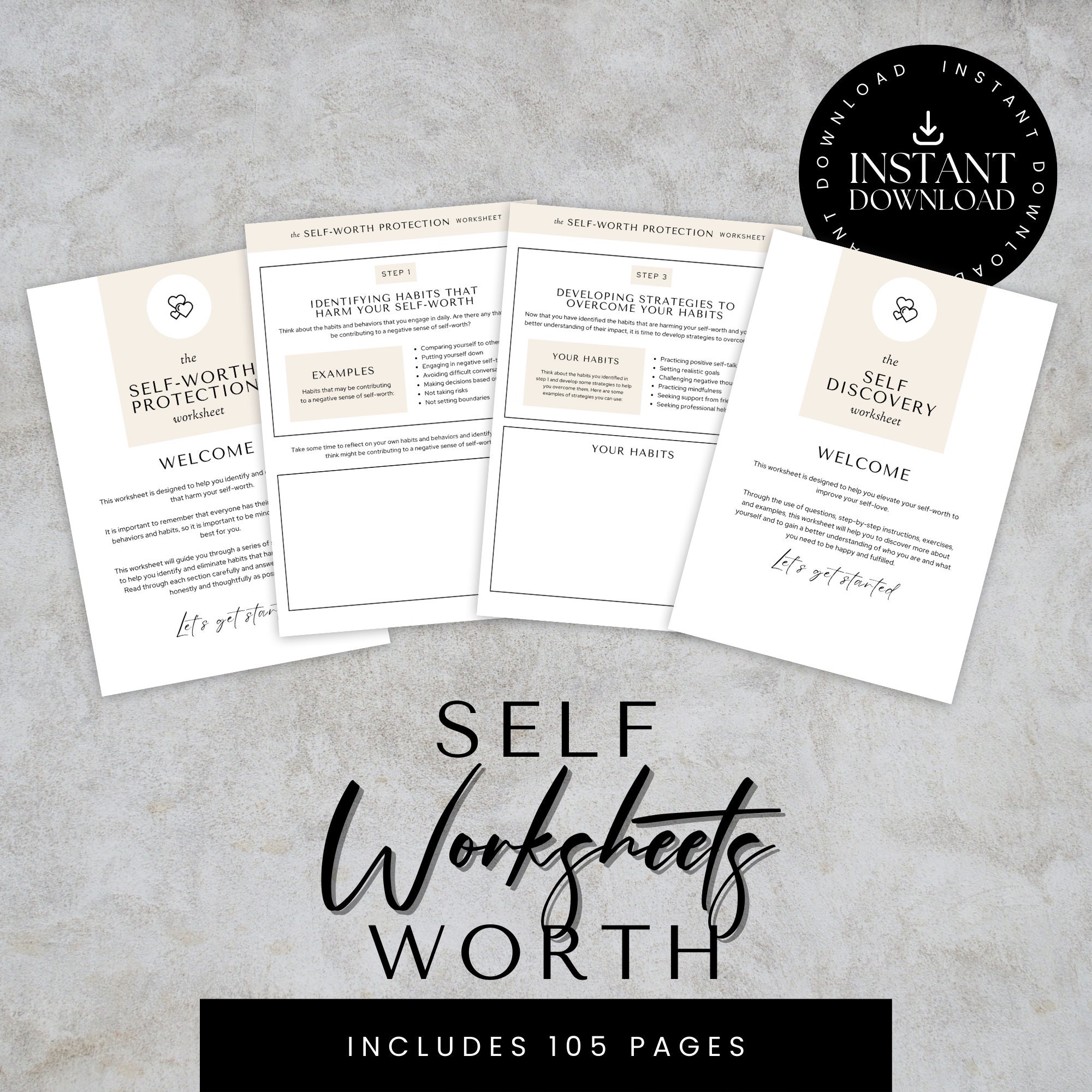 Self Worth & Self Love Mental Health Bundle Self Care Affirmation Cards ...