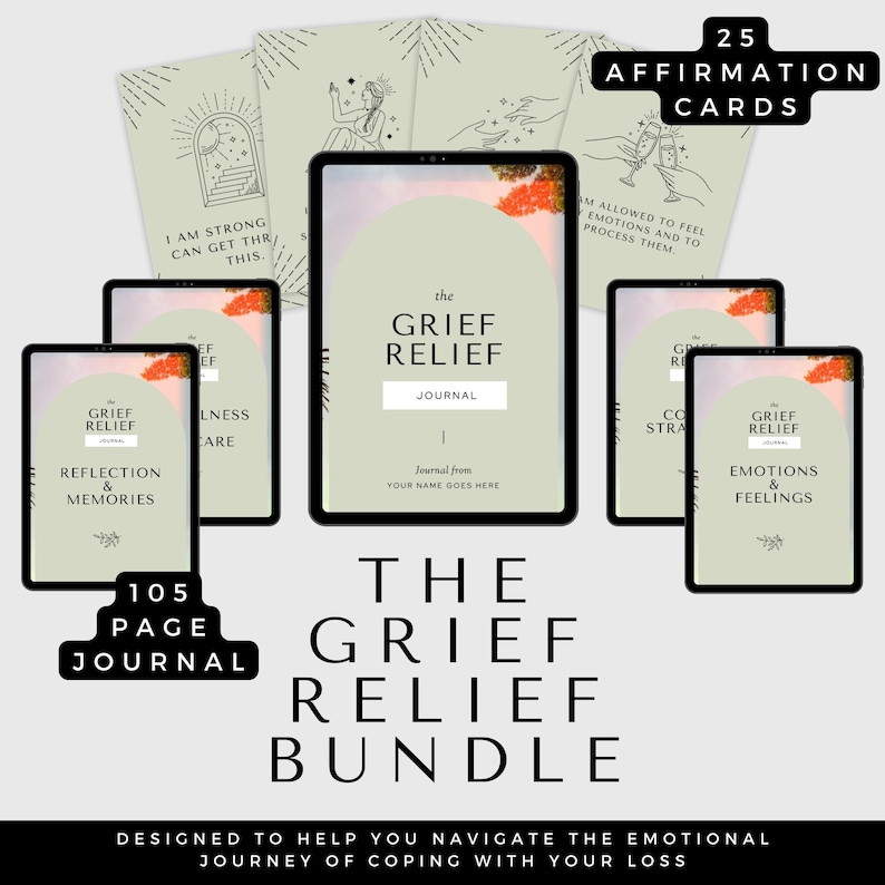 The Grief Relief Bundle Mental Health Wellness Workbook Grief Relief ...