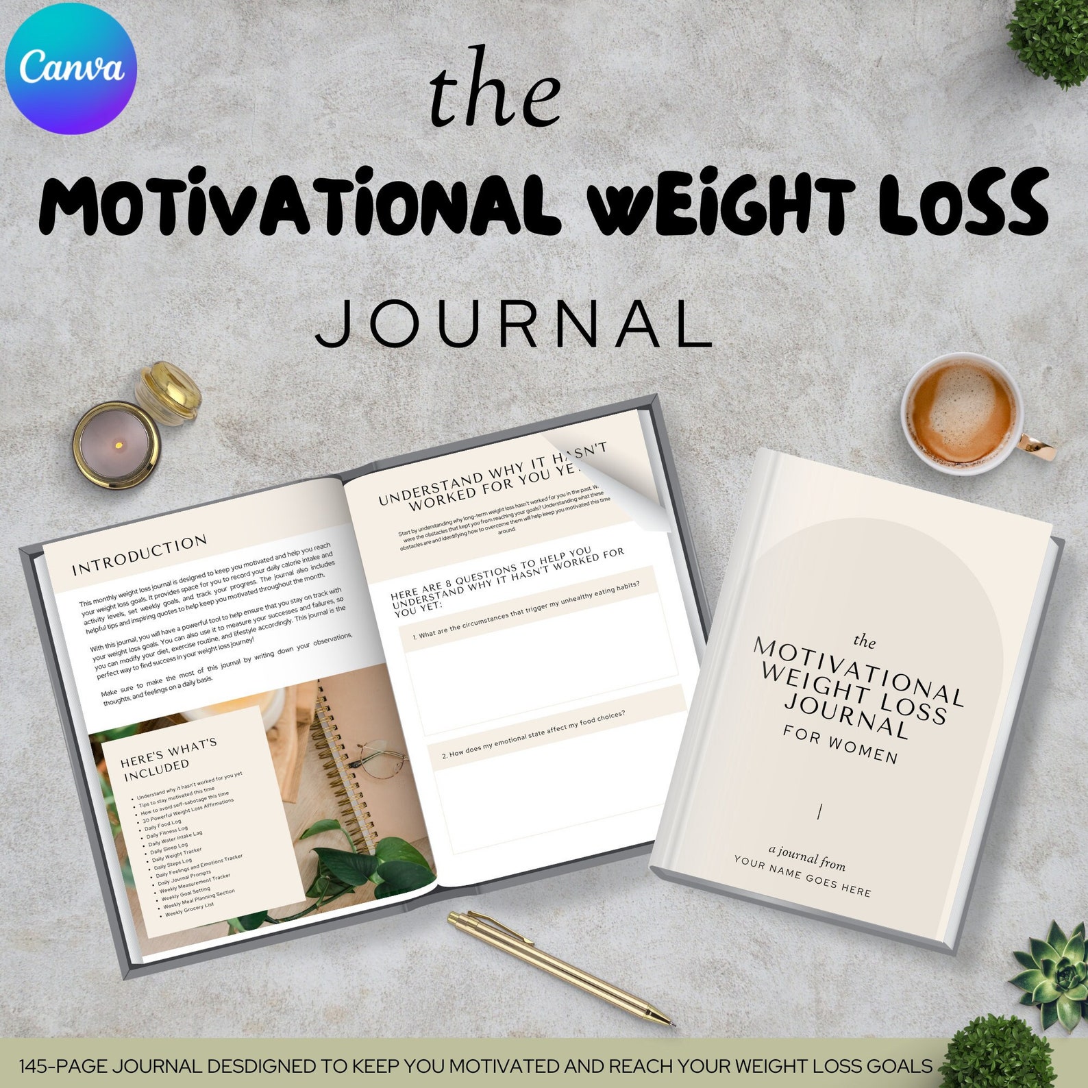 The Motivational Weight Loss Journal for Women Printable Weight Loss ...