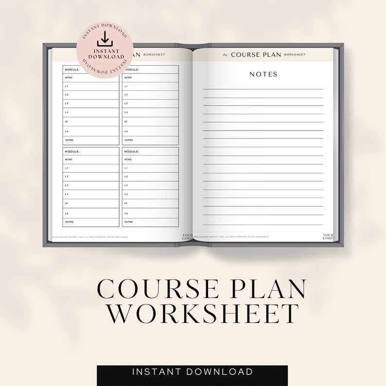 The Course Plan Worksheet Ebook Template Course Workbook Slide Deck ...
