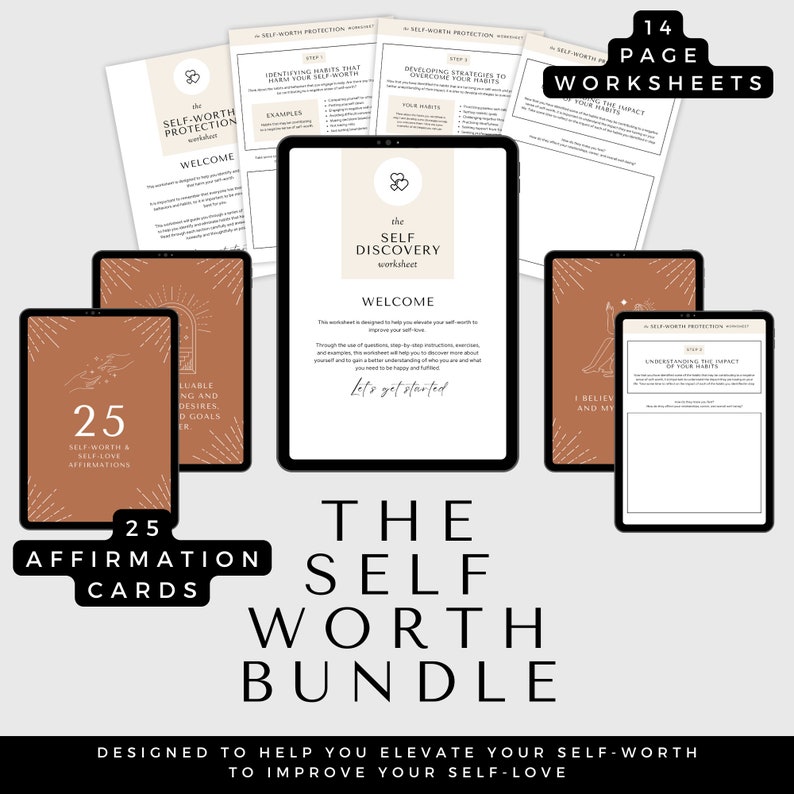 Self Worth & Self Love Mental Health Bundle Self Care Affirmation Cards ...