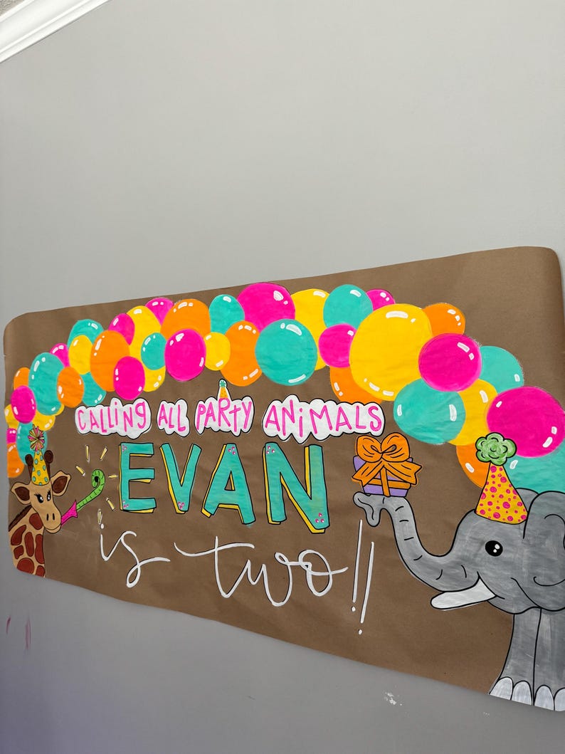 Hand Painted Custom Birthday Banner – Brown Paper Party Decor - Etsy
