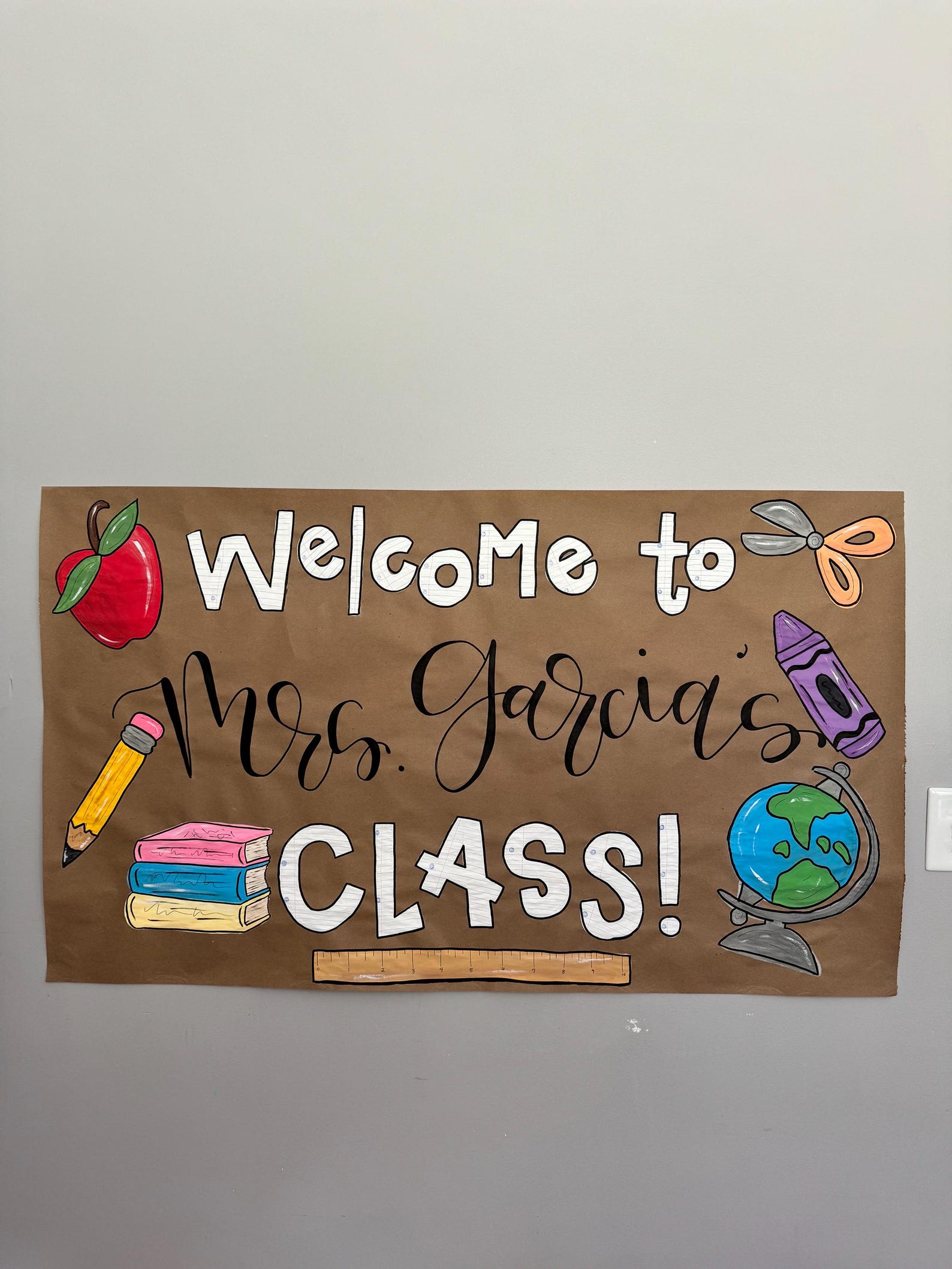 Hand Painted Classroom Banner- Brown Paper Banner- Custom Decor ...