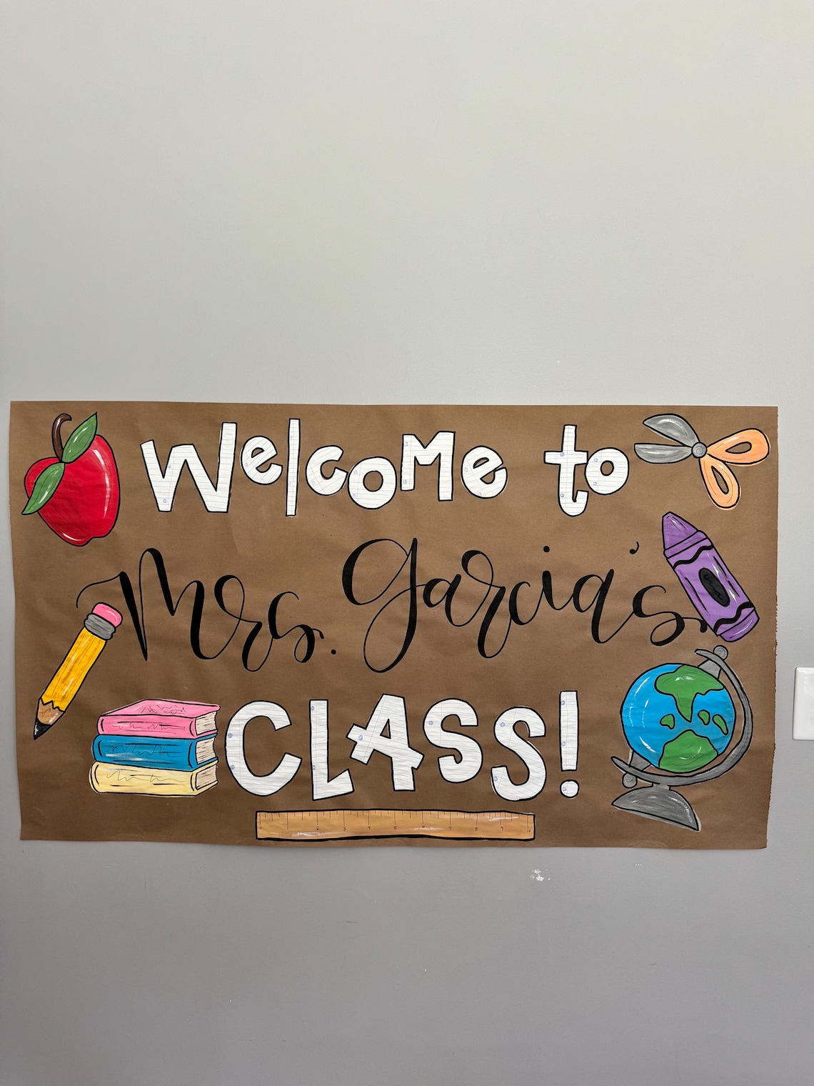 Hand Painted Classroom Banner- Brown Paper Banner- Custom Decor ...
