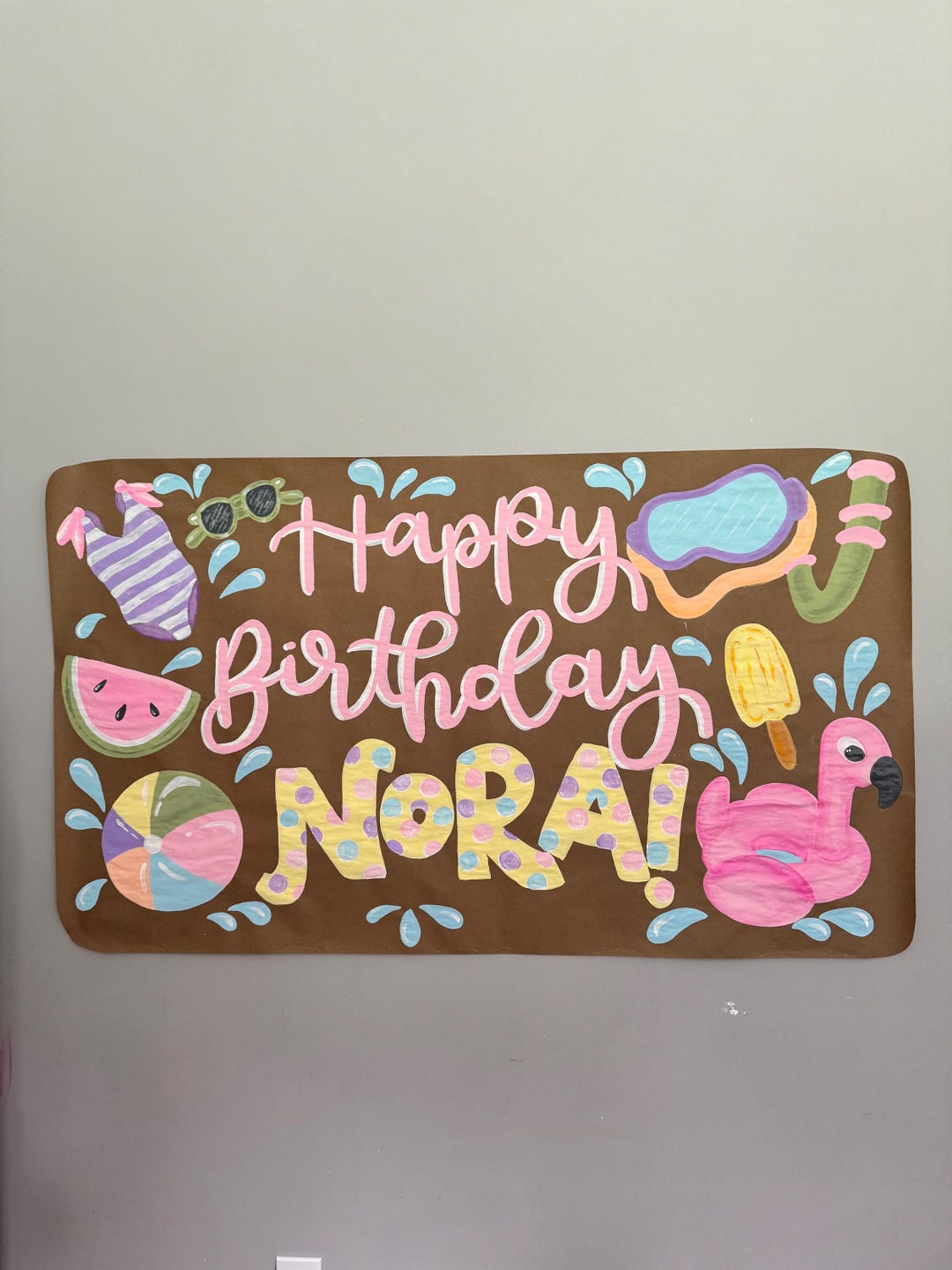 Hand Painted Custom Birthday Sign- Brown Paper Banner- Custom Decor ...
