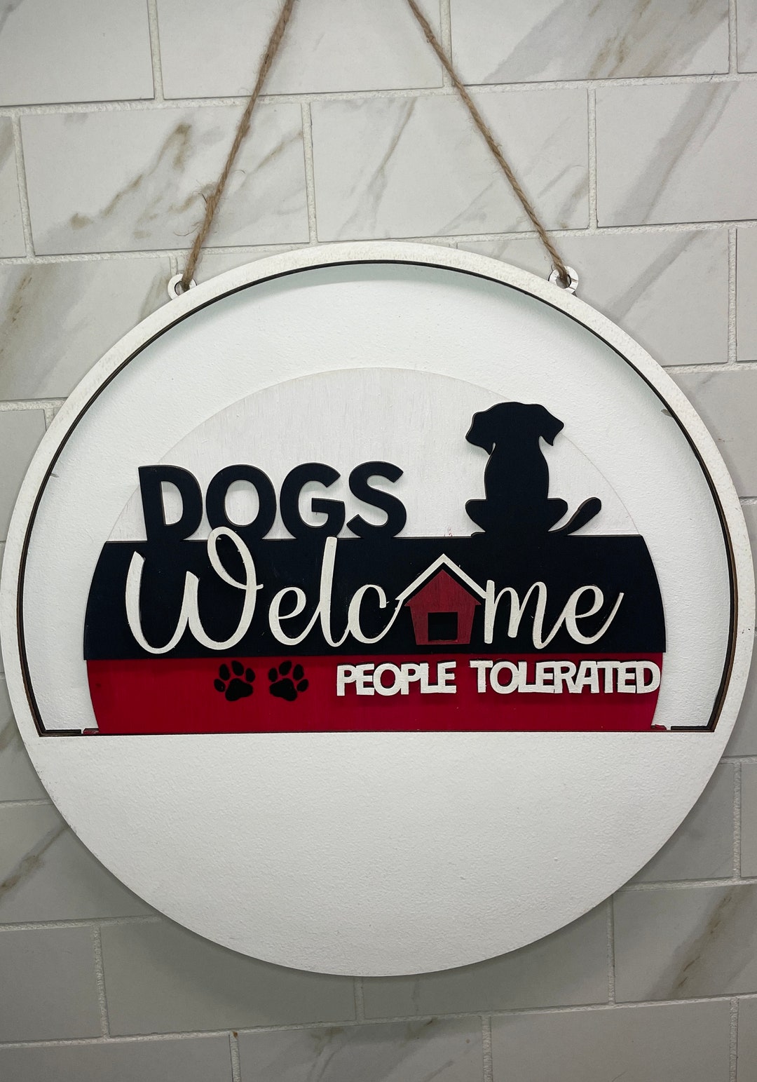 Dogs Welcome Interchangeable 10.5in Round Sign - Etsy
