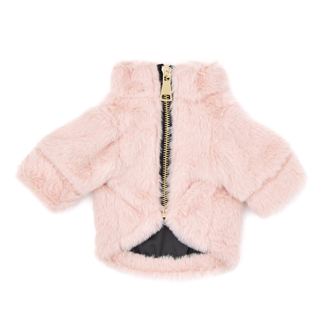 Furi Pet Coat - Rose | Soft, Fuzzy Jacket for Dogs & Cats, Gold Zipper ...