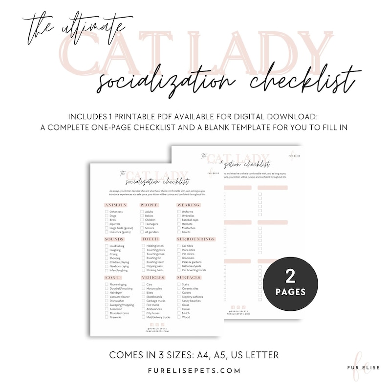 Kitten Socialization Checklist | Ultimate Cat Lady Planner, New Kitten ...